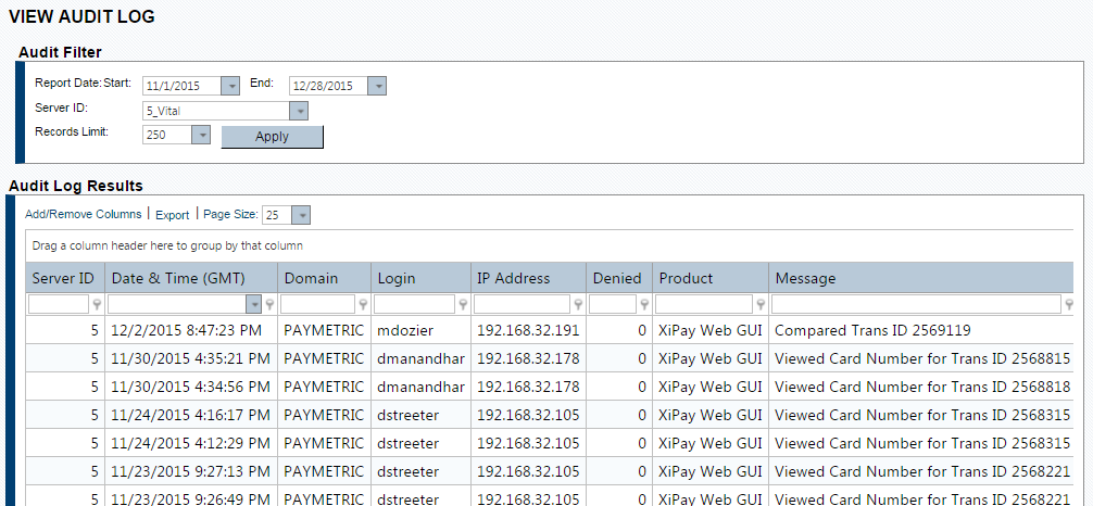 Audit Log