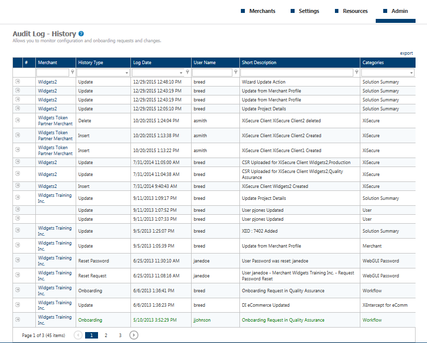 Audit Logs and History