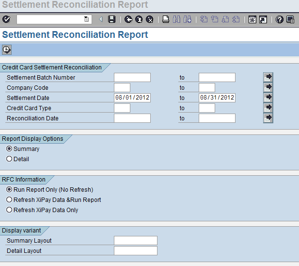 B2B Recon - Settlement Reconciliation Report