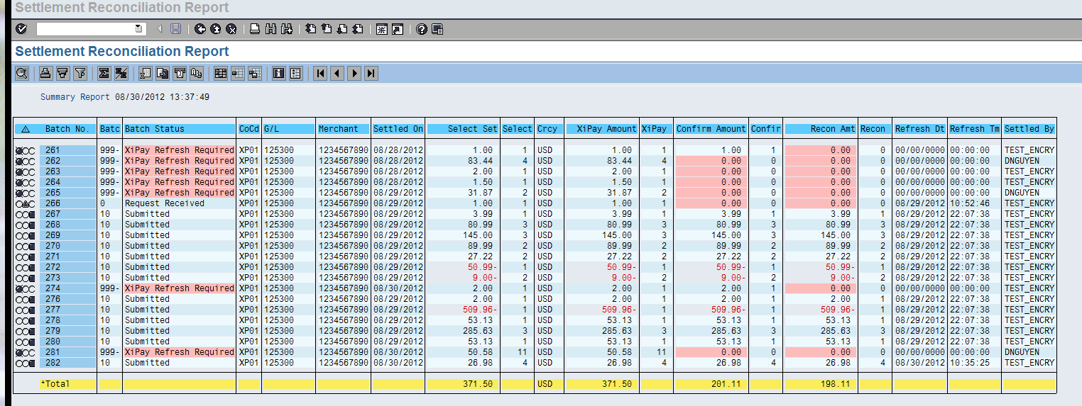 B2B Recon - Settlement Reconciliation Report