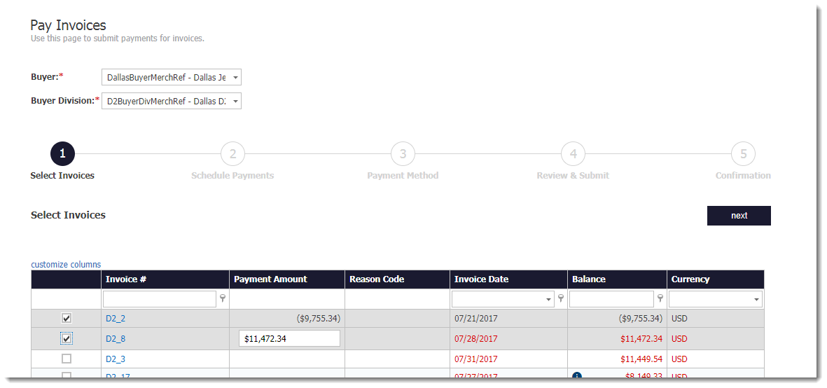 Process Credit Invoices