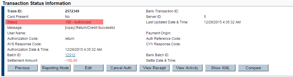 Details for Transaction Page